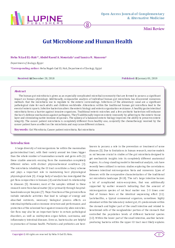(PDF) Gut Microbiome and Human Health