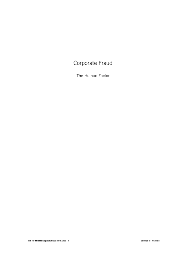 (PDF) Corporate Fraud The Human Factor