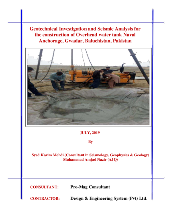 (PDF) Geotechnical Investigation and Seismic Analysis for the ...