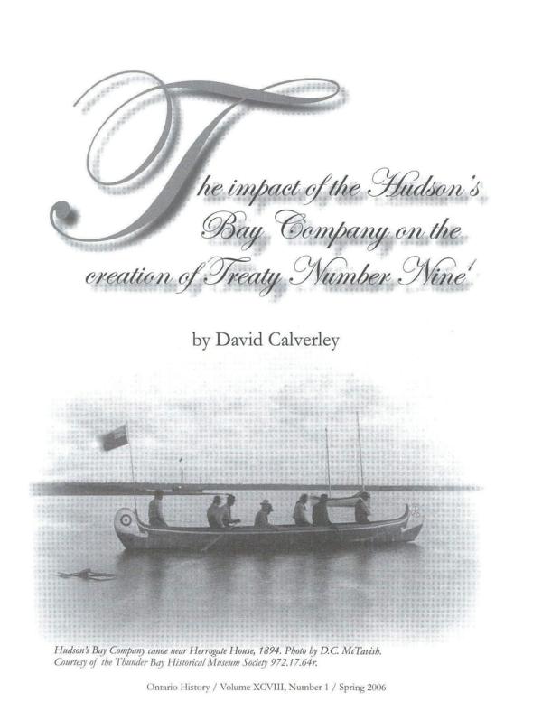 (PDF) “The Impact of the Hudson’s Bay Company on the Creation of Treaty ...
