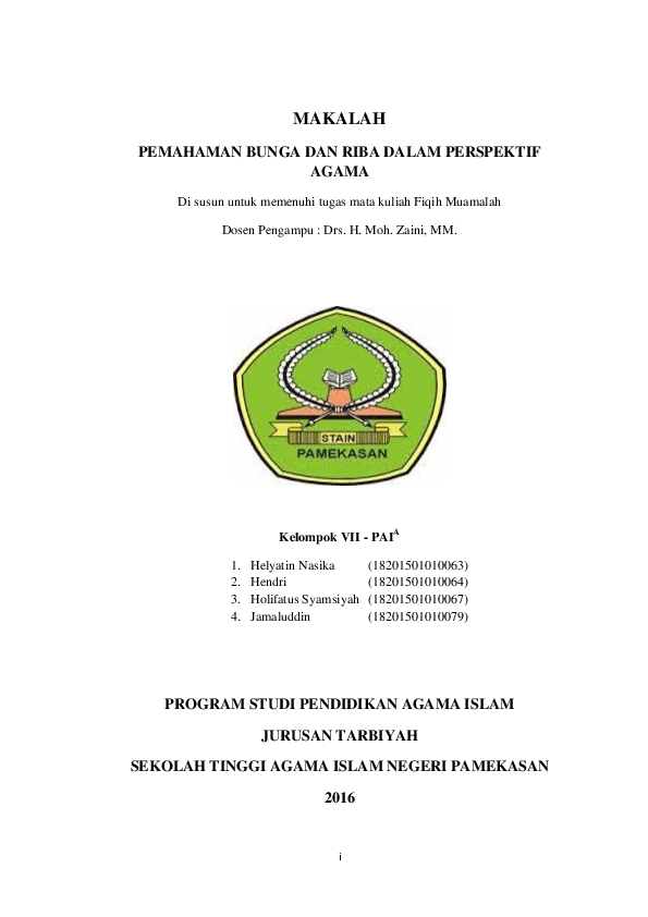 (DOC) Apa perbedaan dan persamaan riba dengan bunga bank.doc | M. Nur ...