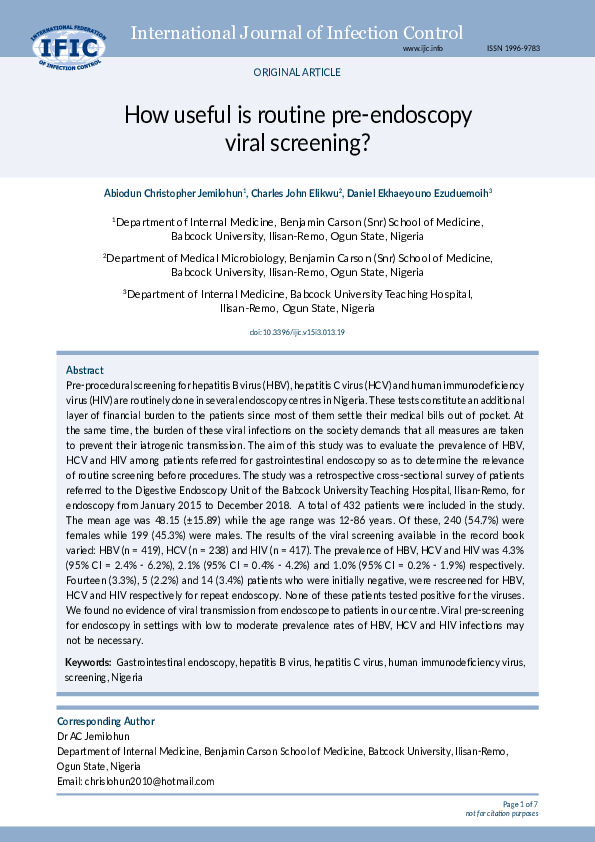 (PDF) How useful is routine pre-endoscopy viral screening