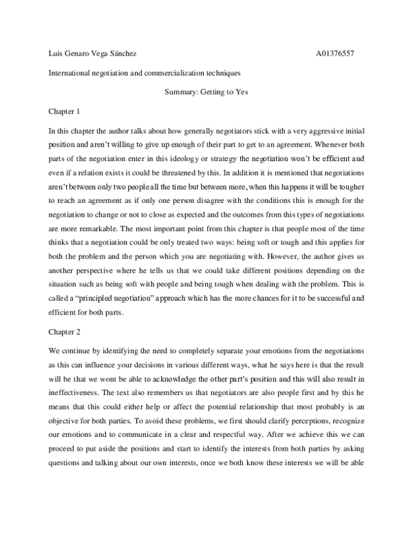 (DOC) Getting to Yes summary