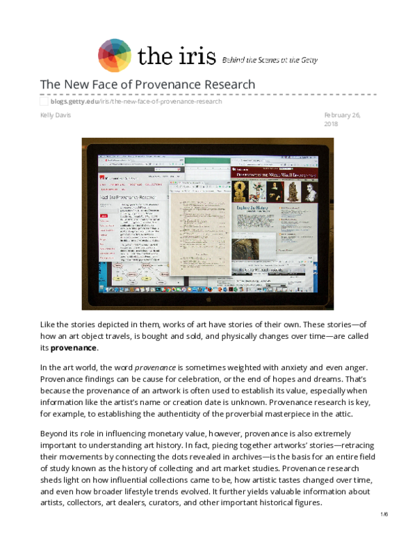 (PDF) The New Face of Provenance Research