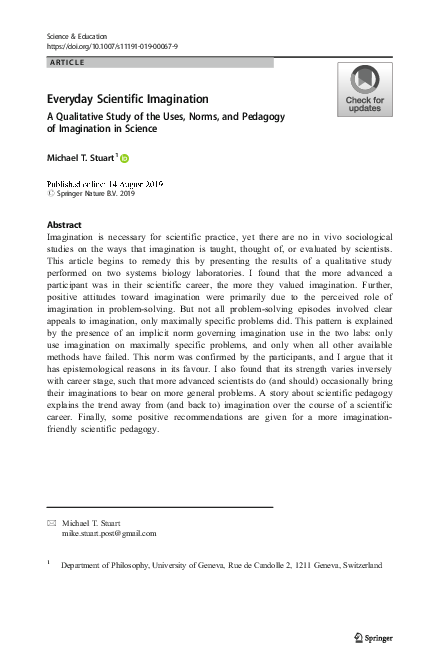(PDF) Everyday Scientific Imagination: A Qualitative Study of the Uses ...