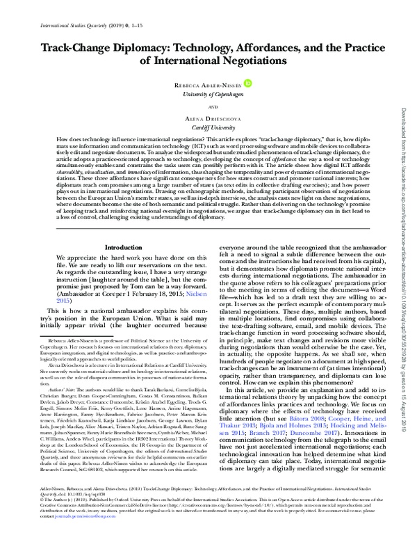 (PDF) Track-change diplomacy: Technology, affordances and the practice ...
