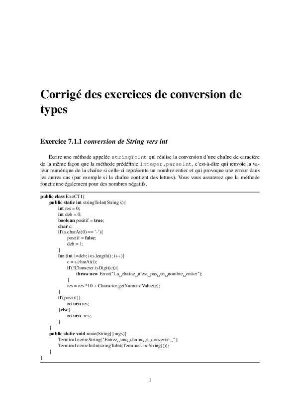 (PDF) Corrigé des exercices de conversion de types Exercice 7.1.1 ...