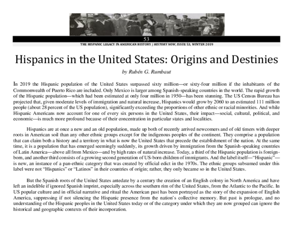 (PDF) Hispanics in the United States: Origins and Destinies