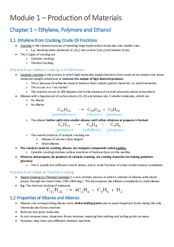 (DOC) Module 1 - Production of Materials