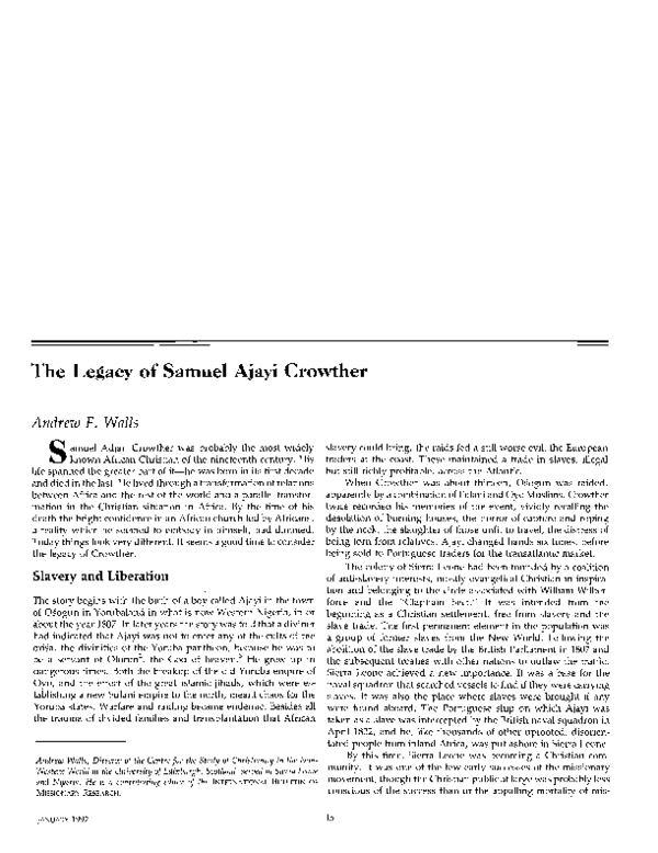 (PDF) The Legacy of Samuel Ajayi Crowther