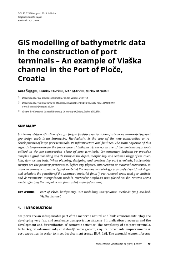 (PDF) GIS modelling of bathymetric data in the construction of port ...