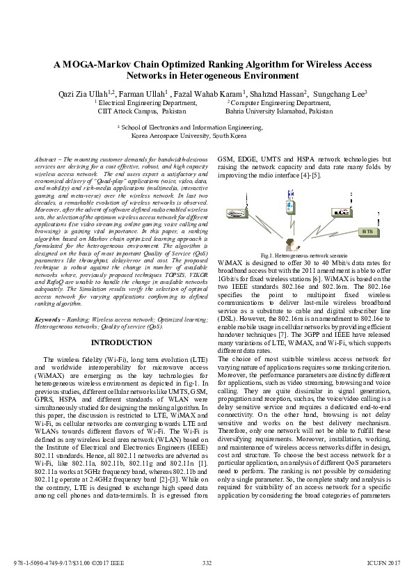 (PDF) A MOGA-Markov Chain Optimized Ranking Algorithm for Wireless ...