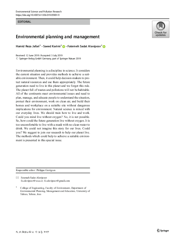 (PDF) Environmental planning and management