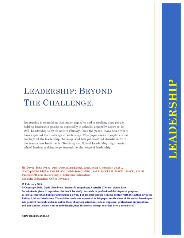 (PDF) Leadership: Beyond The Challenge