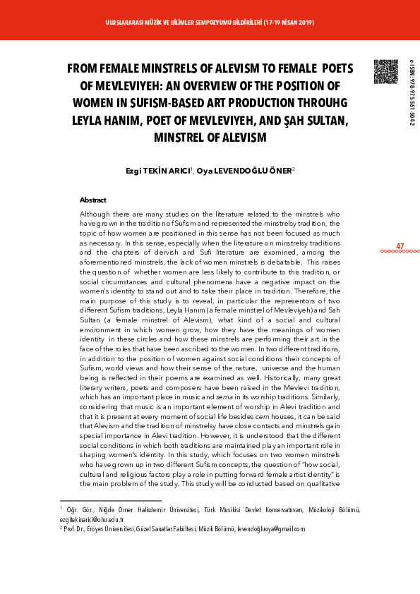 (PDF) From Female Minstrels of Alevism to Female Poets of Mevleviyeh ...