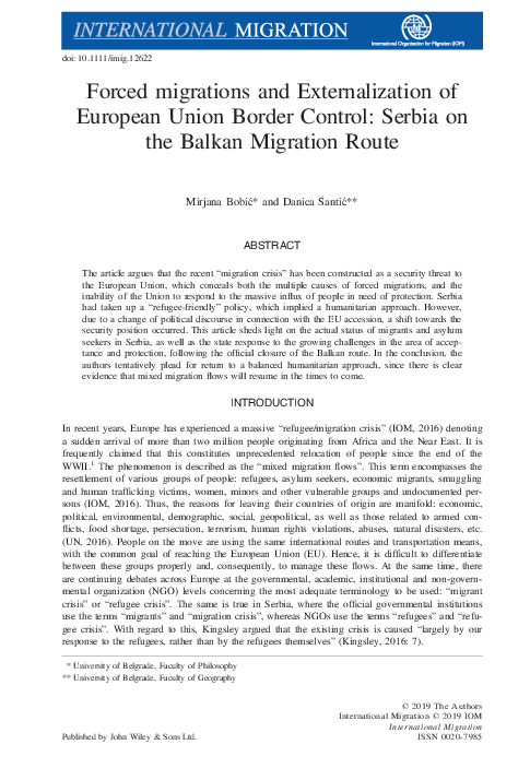 (PDF) Forced migrations and Externalization of European Union Border ...