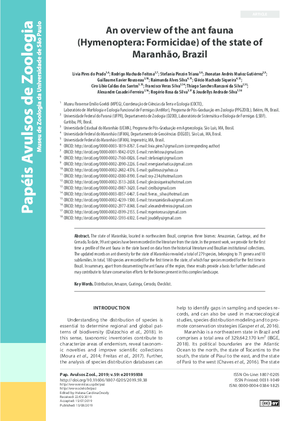 (PDF) An overview of the ant fauna (Hymenoptera: Formicidae) of the state of Maranhão, Brazil