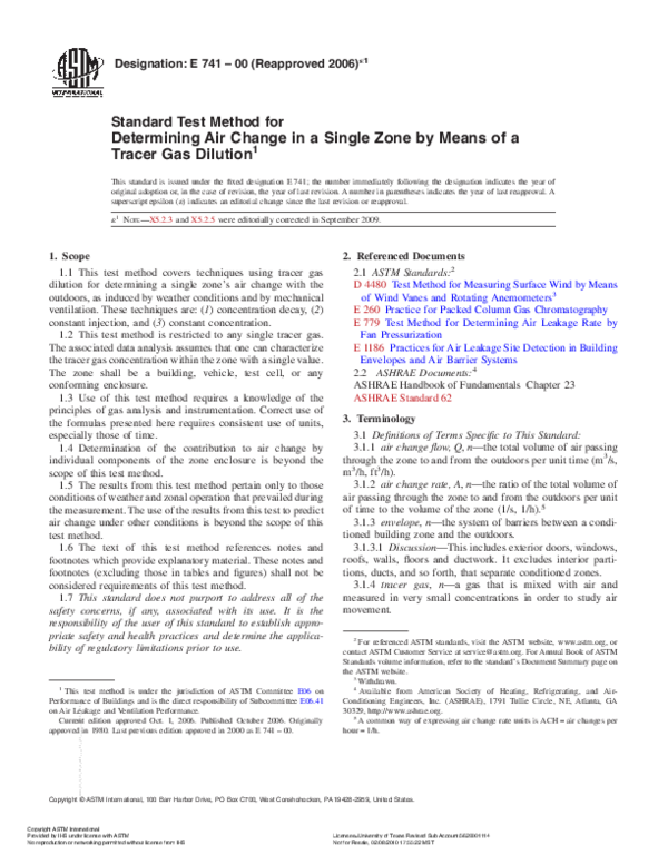 (PDF) Standard Test Method for Determining Air Change in a Single Zone ...