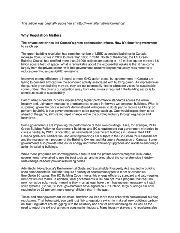 (PDF) Why Regulation Matters