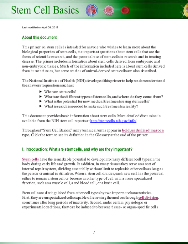 (PDF) Stem Cell Basics