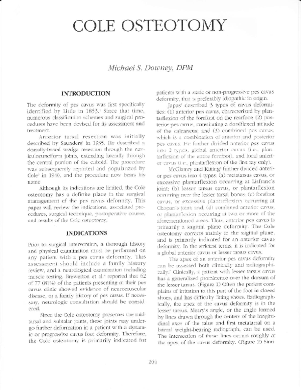 (PDF) COLE OSTEOTOMY