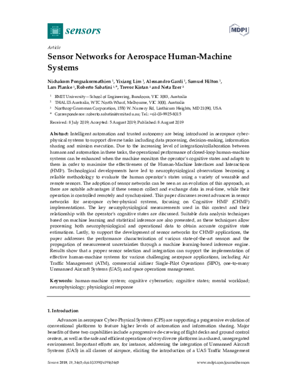 (PDF) Sensor Networks for Aerospace Human-Machine Systems