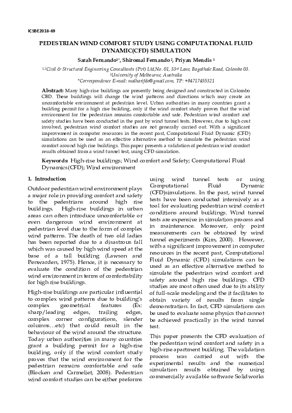 (PDF) PEDESTRIAN WIND COMFORT STUDY USING COMPUTATIONAL FLUID DYNAMIC ...