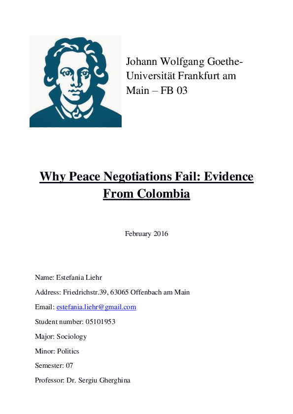 (DOC) Why Peace Negotiations Fail: Evidence From Colombia