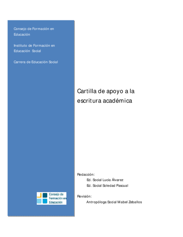 (PDF) Cartilla de apoyo a la escritura académica