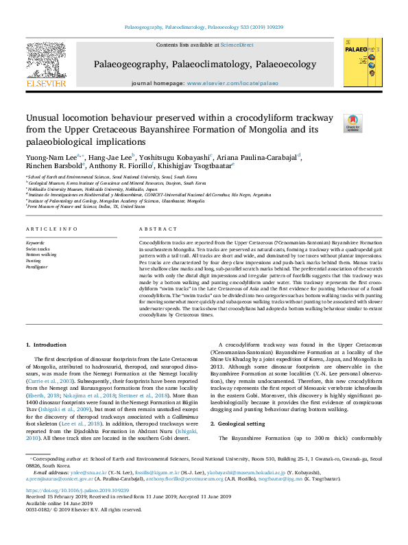 (PDF) Unusual locomotion behaviour preserved within a crocodyliform ...