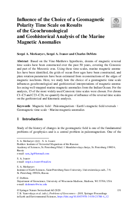 (PDF) Influence of the Choice of a Geomagnetic Polarity Time Scale on ...