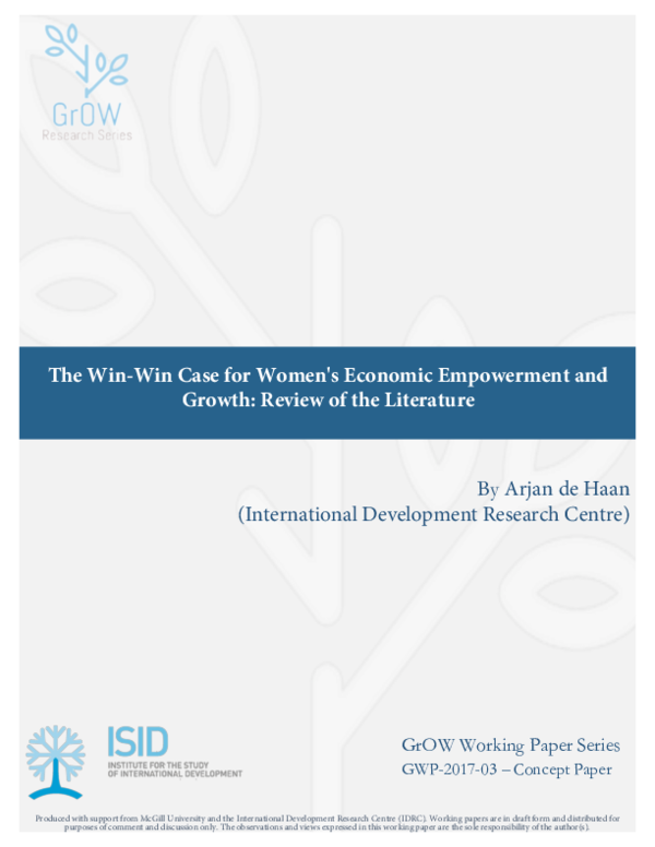 (PDF) The Win-Win Case for Women's Economic Empowerment and Growth ...