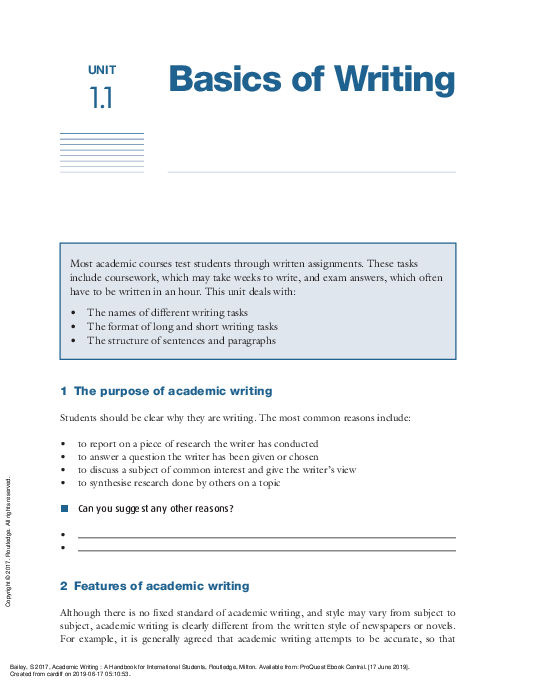 (PDF) Basics of Writing UNIT