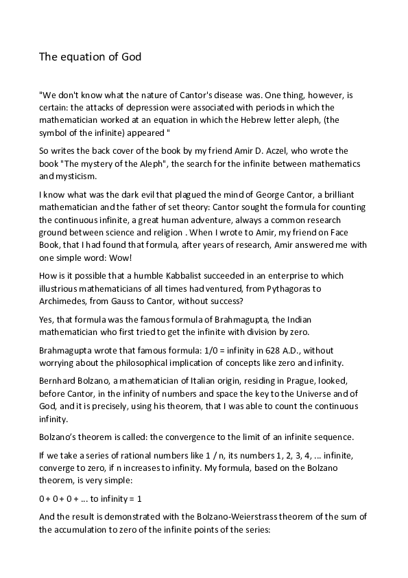 (PDF) The equation of God