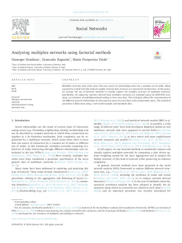 (PDF) Analyzing multiplex networks using factorial methods