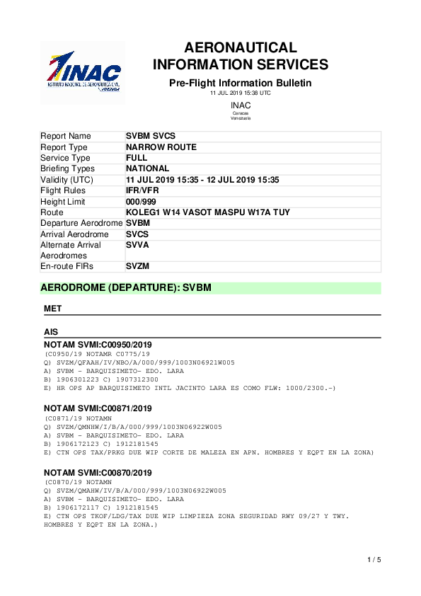 (PDF) AERONAUTICAL INFORMATION SERVICES Pre-Flight Information Bulletin ...