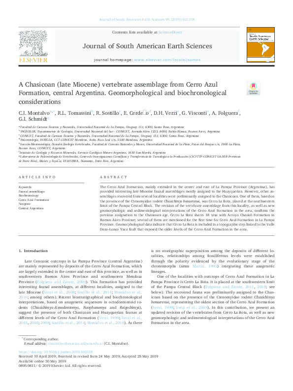 (PDF) A Chasicoan (late Miocene) vertebrate assemblage from Cerro Azul ...