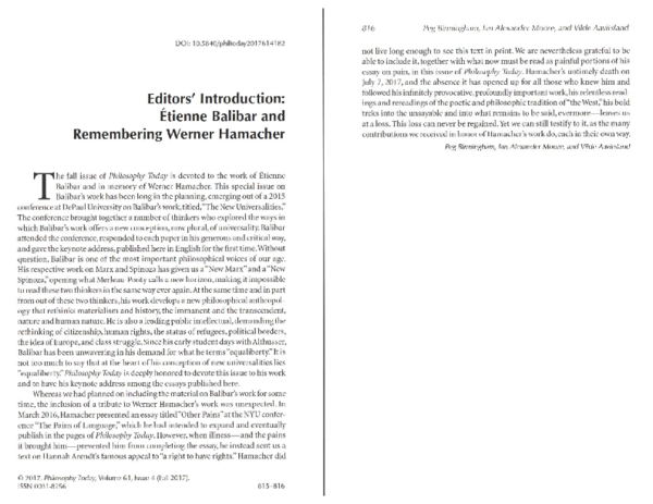 (PDF) Introduction to Werner Hamacher: In Memoriam