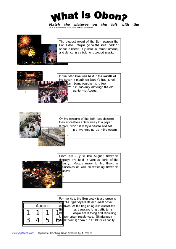 (DOC) Obon worksheet | Wendy Girón - Academia.edu