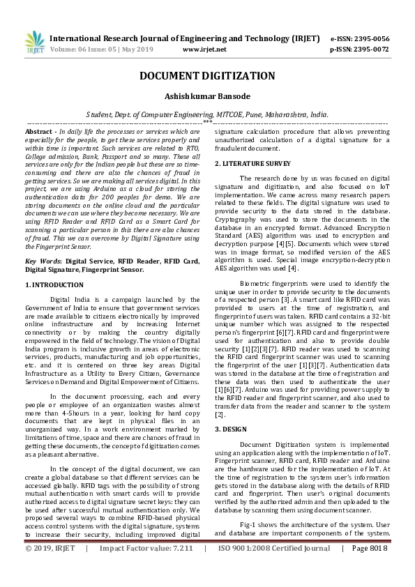(PDF) IRJET- DOCUMENT DIGITIZATION