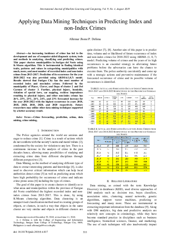 Pdf Applying Data Mining Techniques In Predicting Index And Non Index 1639