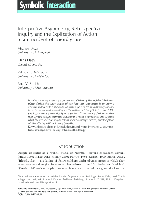 (PDF) Interpretive Asymmetry, Retrospective Inquiry and the Explication ...
