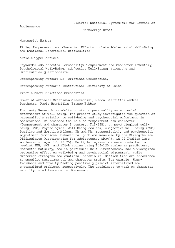 (PDF) Elsevier Editorial System(tm) for Journal of Adolescence Manuscript Draft Manuscript ...