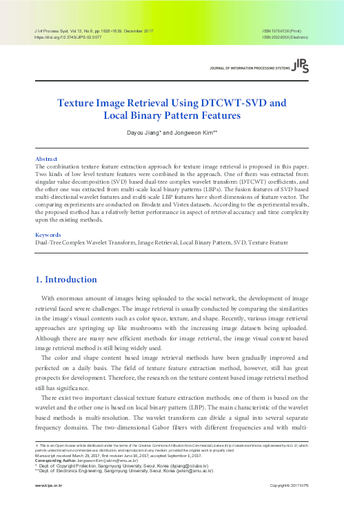Pdf Texture Image Retrieval Using Dtcwt Svd And Local Binary Pattern Features