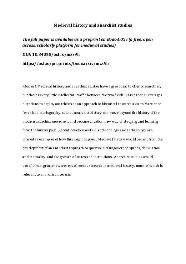 (DOC) Medieval history and anarchist studies