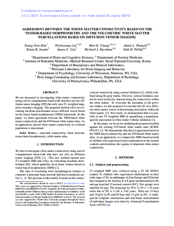(PDF) Agreement between the white matter connectivity based on the tensor-based morphometry and ...