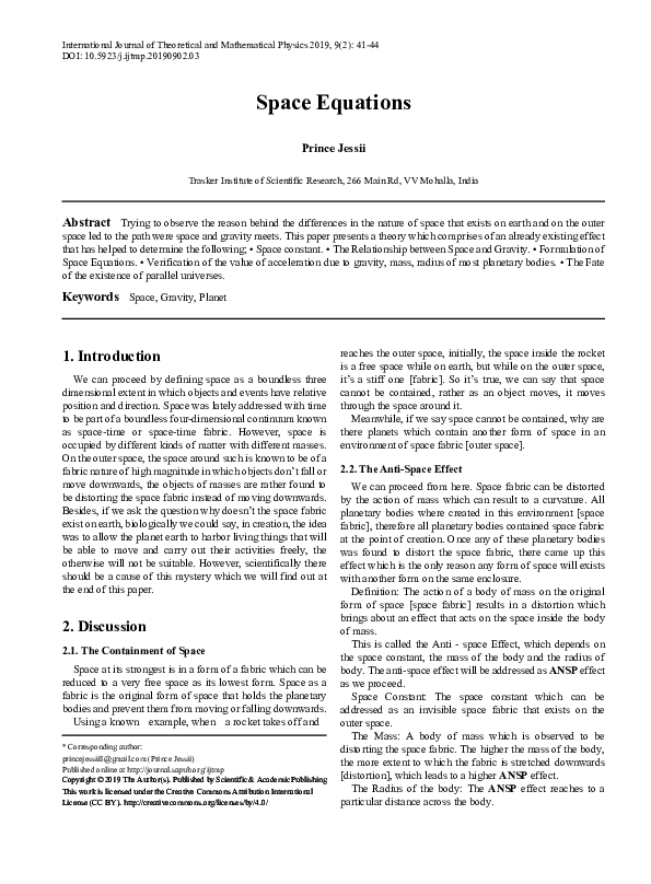 (PDF) Space Equations