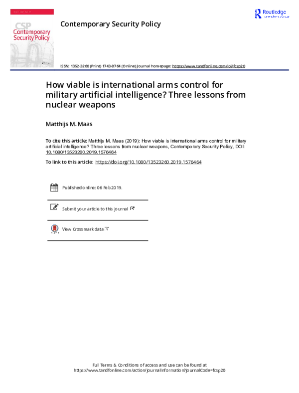 (PDF) How viable is international arms control for military artificial ...