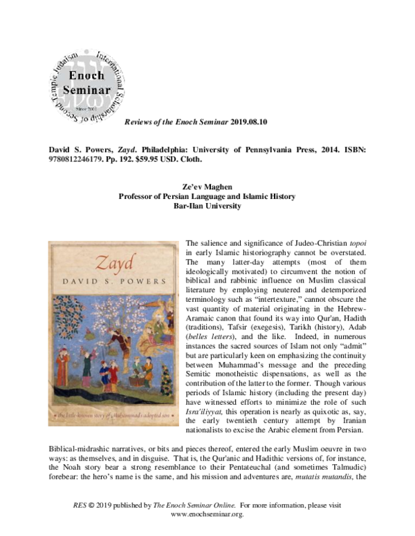 (PDF) Zayd's Role in Early Islamic Narratives
