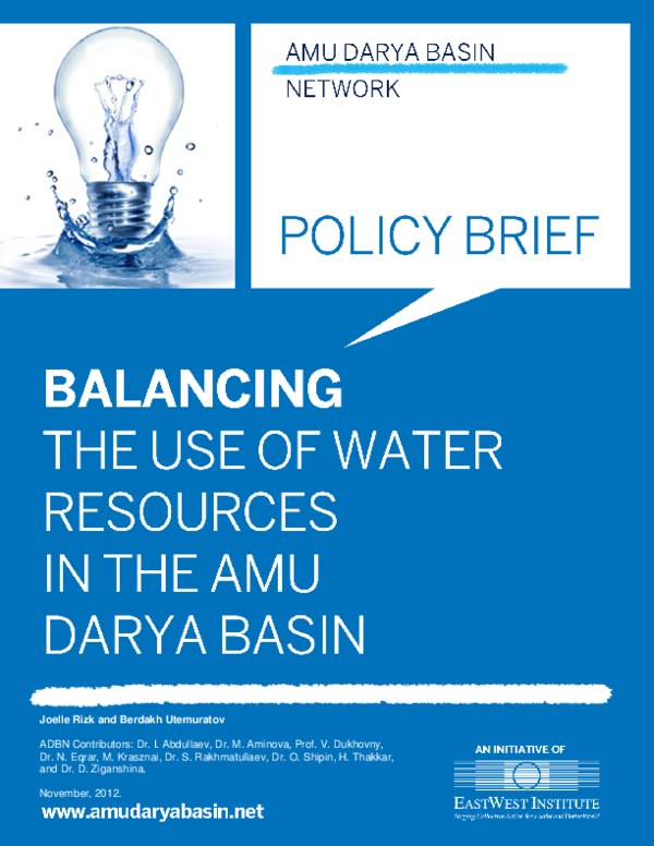 (PDF) Balancing the use of water in the Amu Darya Basin ADBN